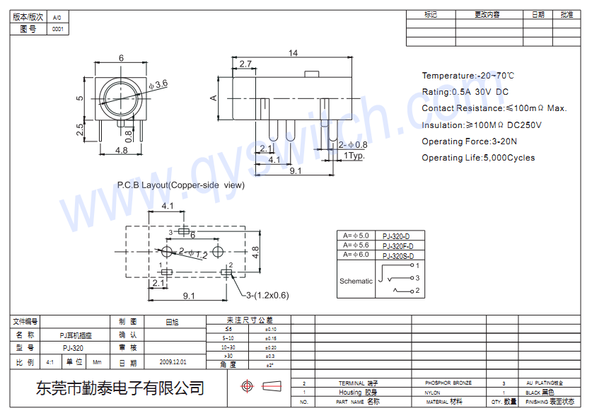 PJ-320 - 东莞市勤泰电子有限公司